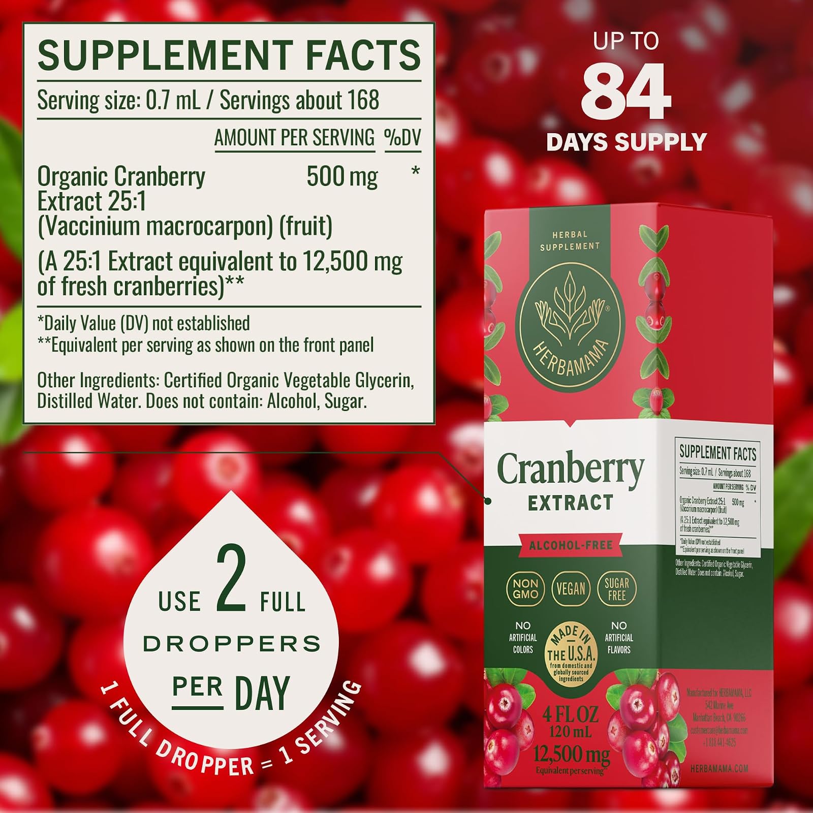 500 mg HERBAMAMA cranberry antioxidant support