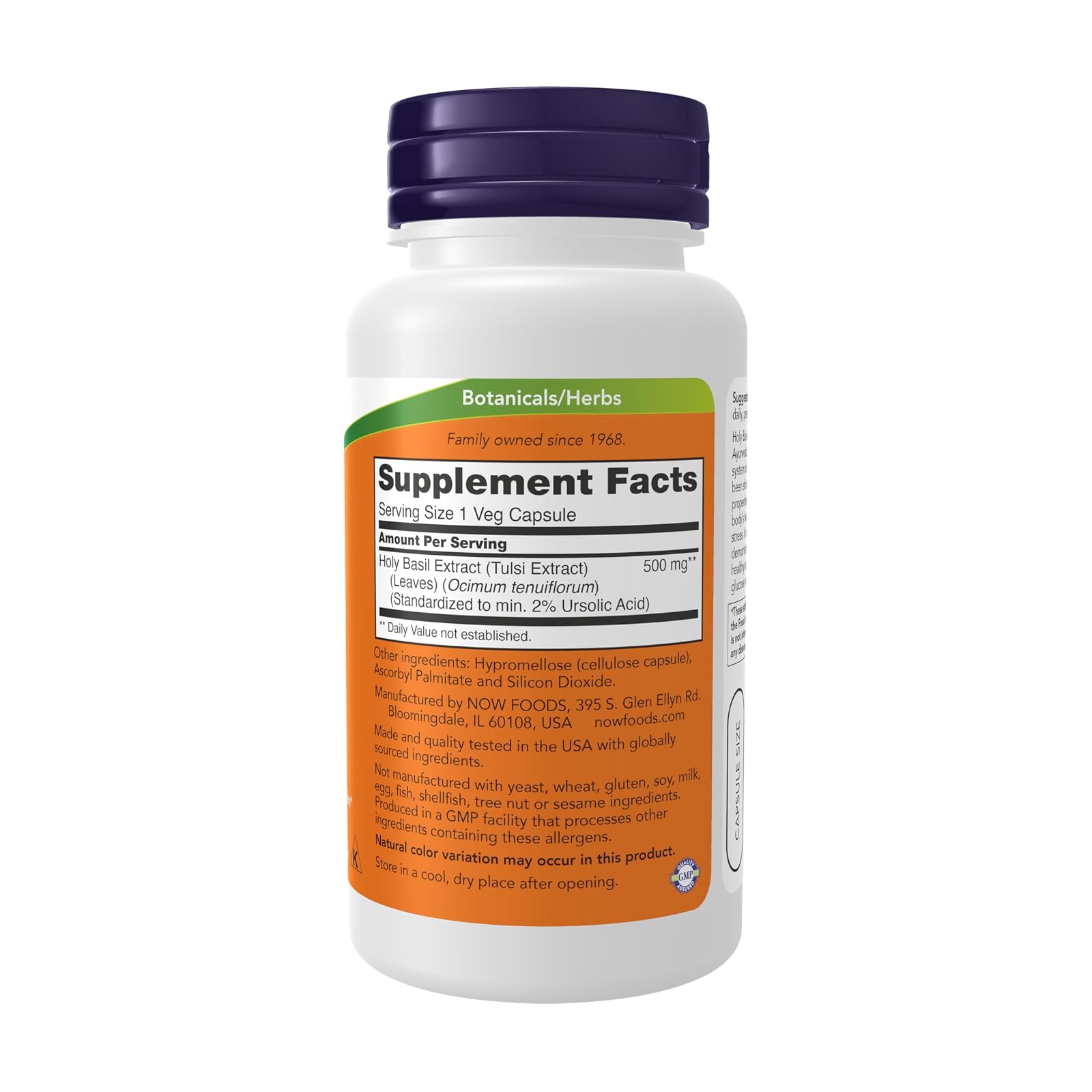500 mg Holy Basil capsules for wellness