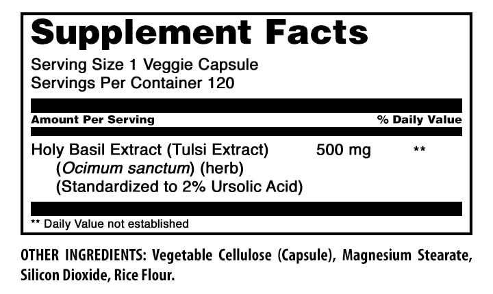500 mg Holy Basil extract benefits