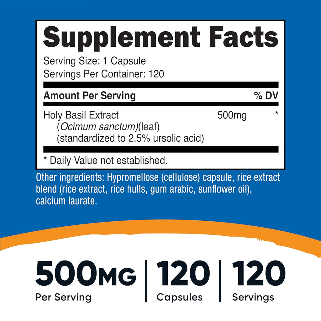 500 mg Holy Basil supplement benefits