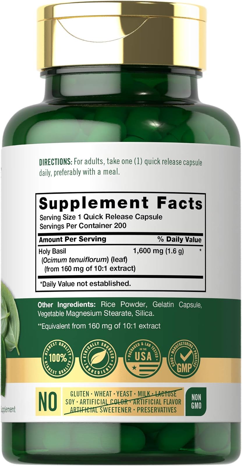 500 mg Holy Basil supplement for wellness
