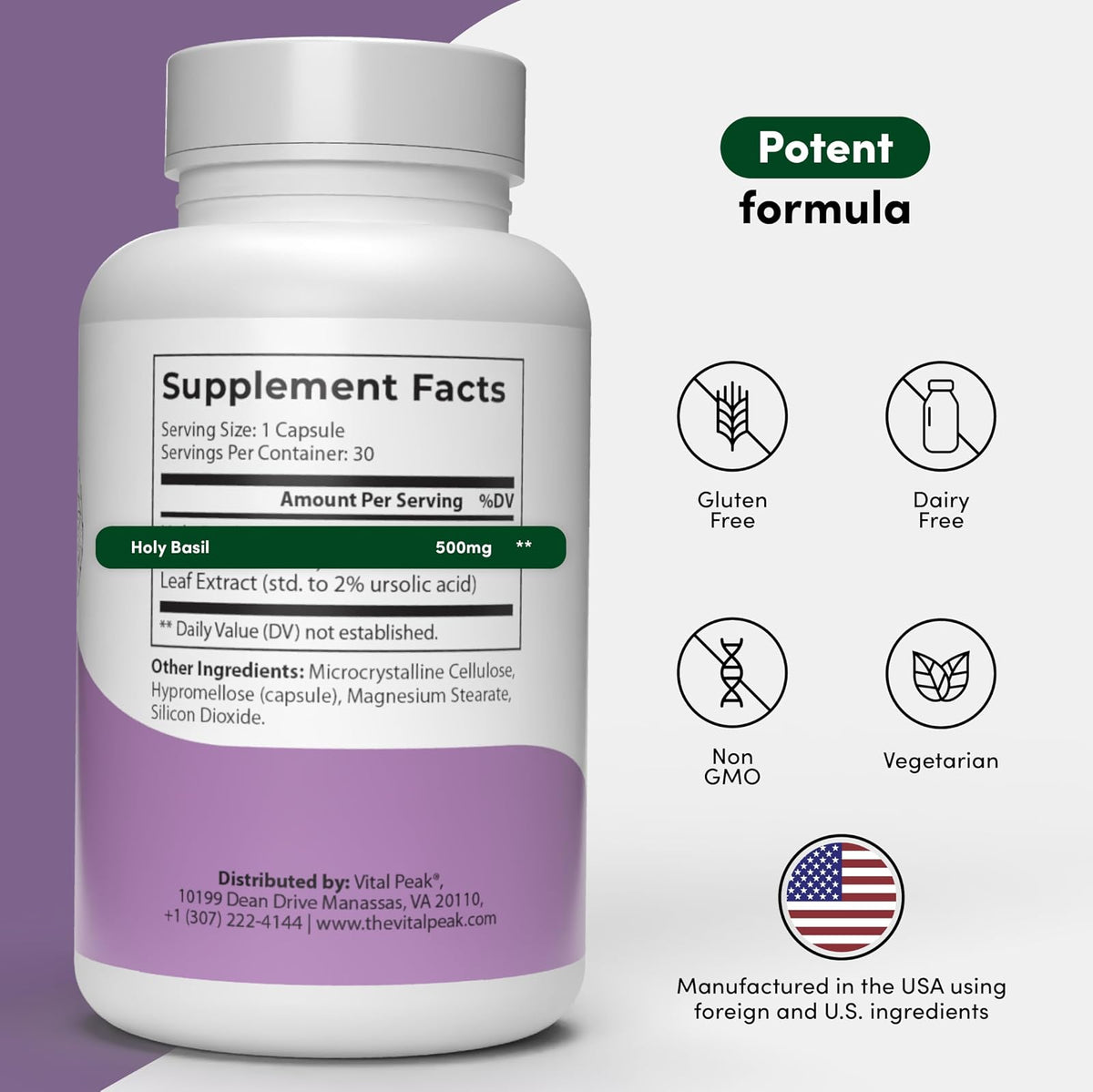 500 mg Holy Basil supplement