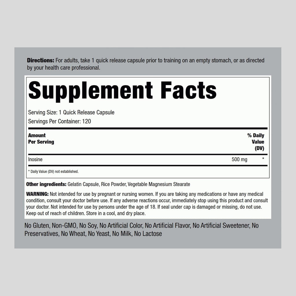 500 mg Inosine for energy boost