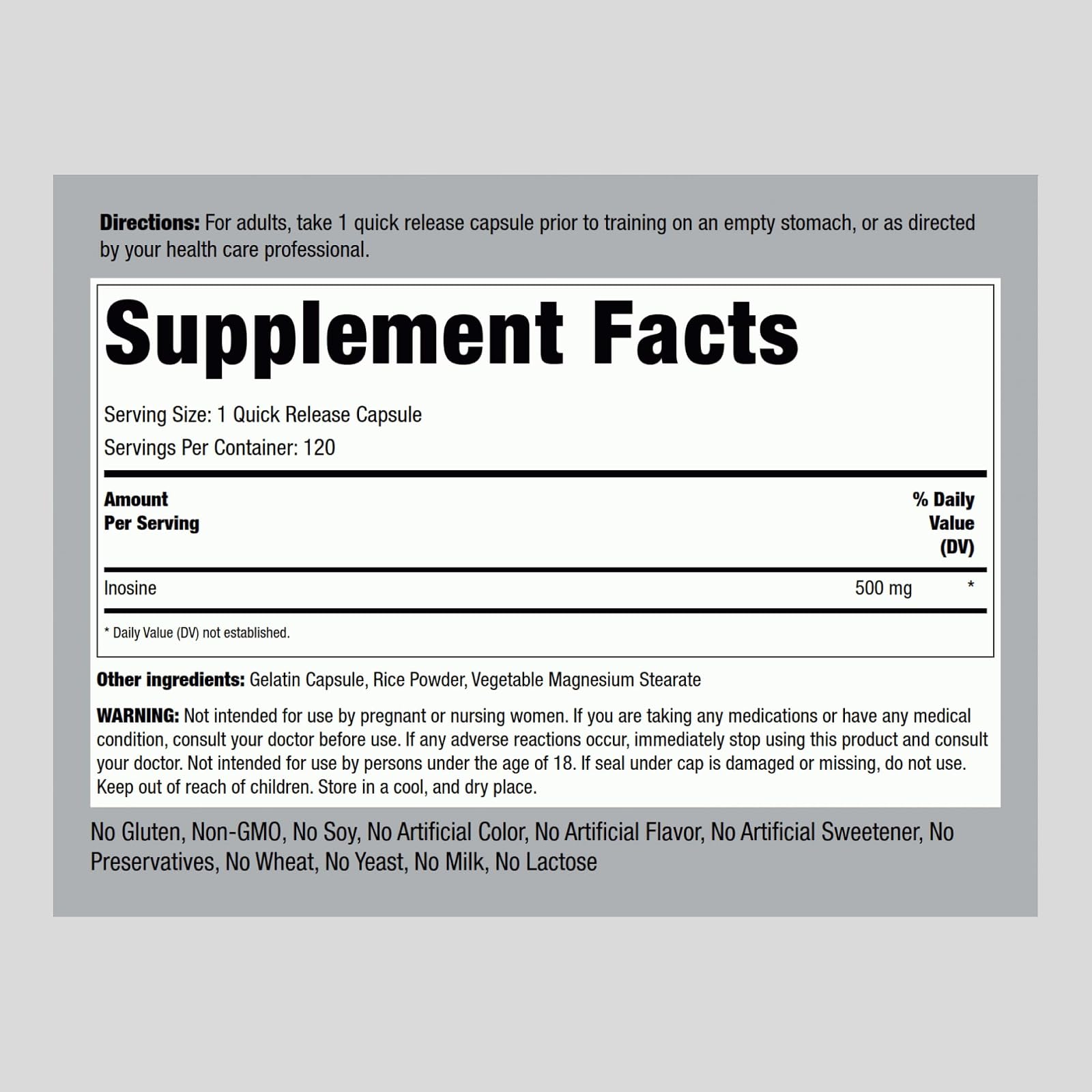 500 mg Inosine for energy boost