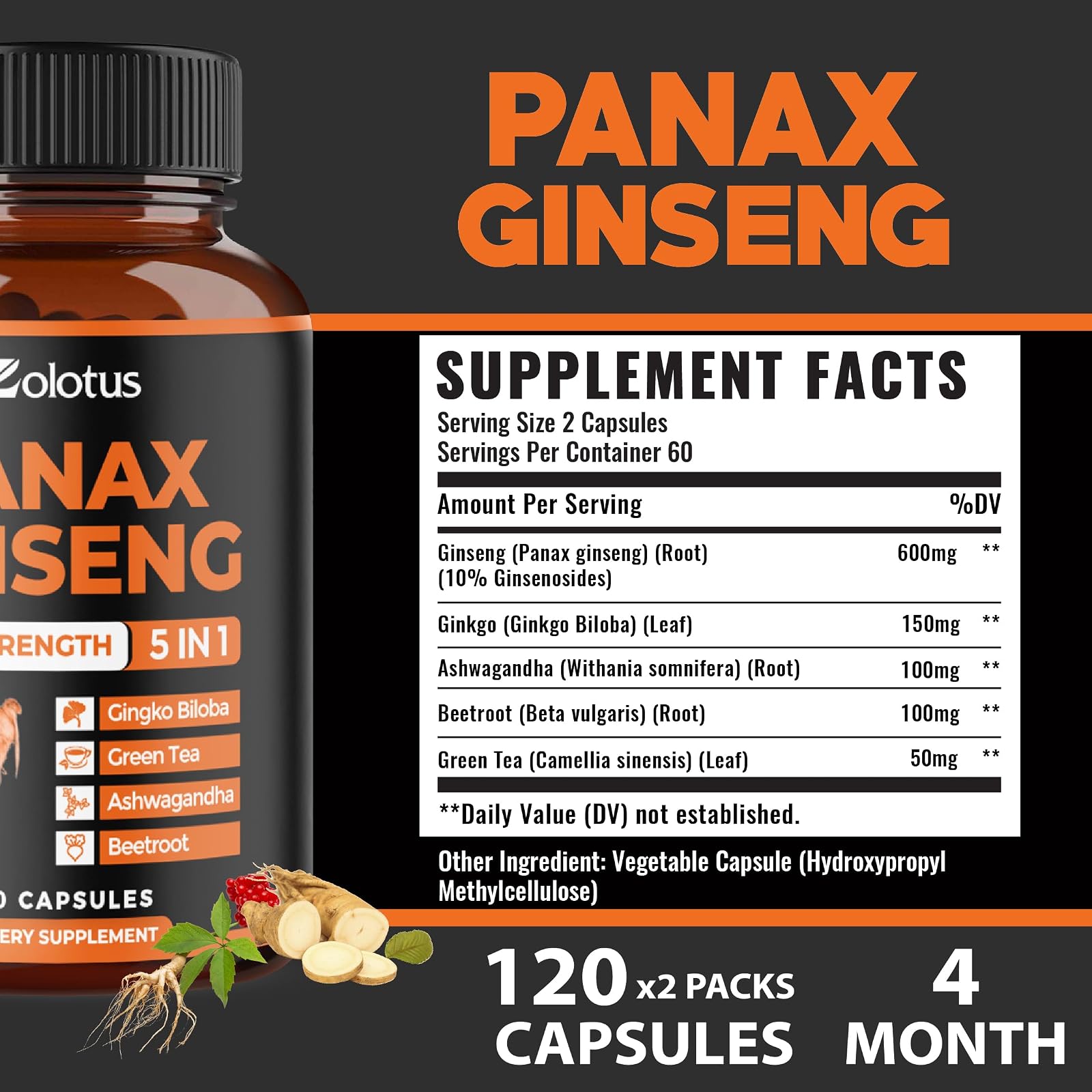 500 mg Korean ginseng capsules