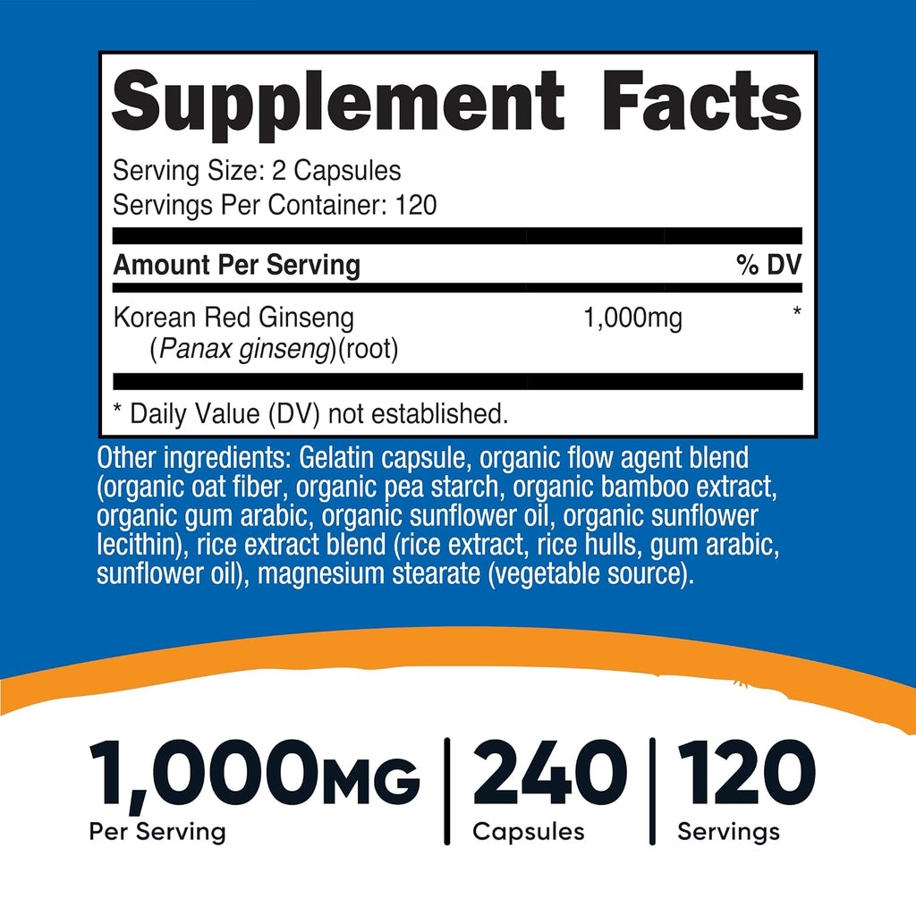 500 mg Korean Ginseng health benefits
