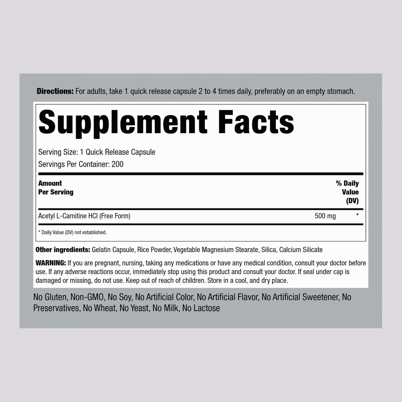 500 mg L-Carnitine for energy