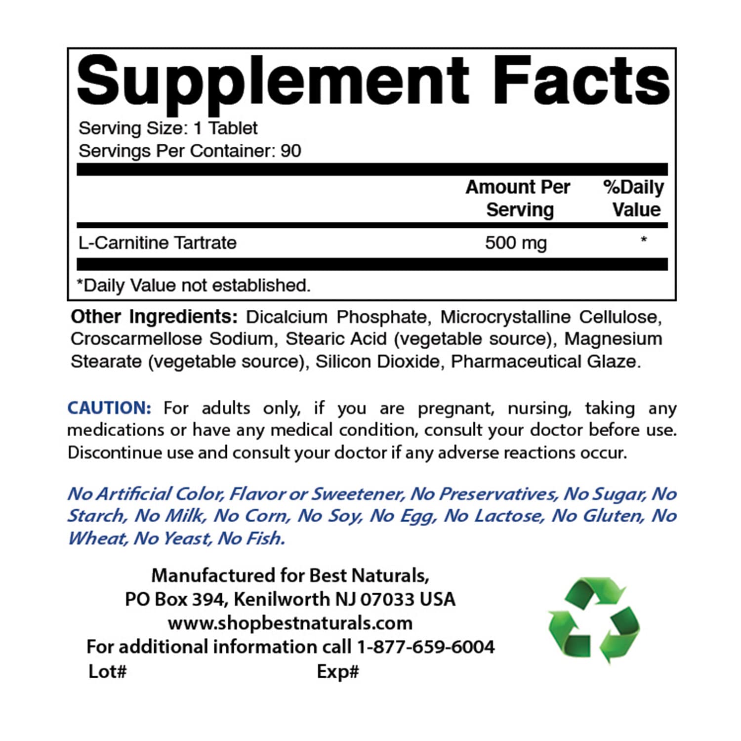 500 mg L-Carnitine for energy