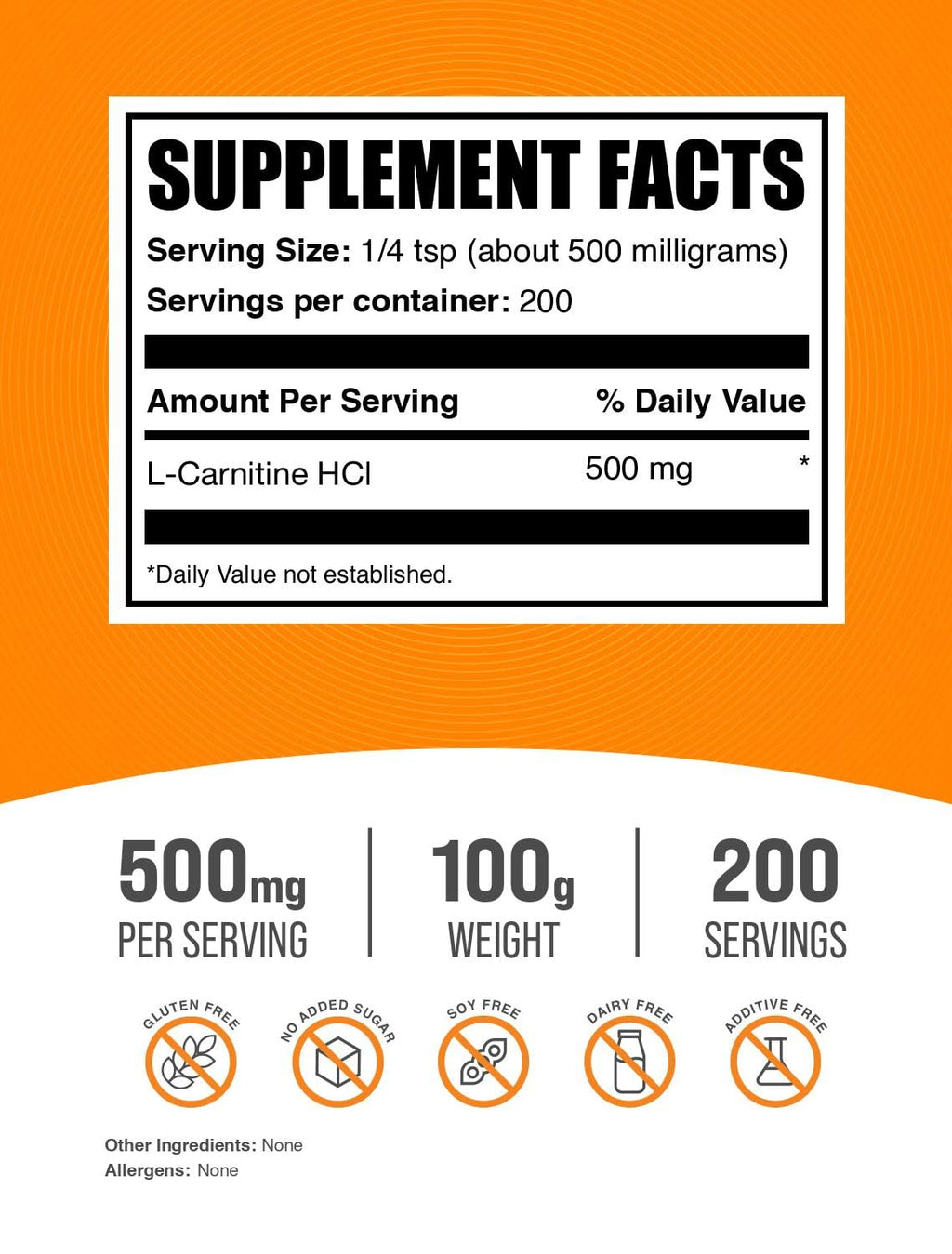 500 mg l-carnitine supplement