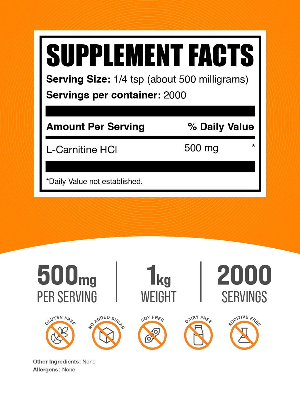 500 mg l-carnitine supplement