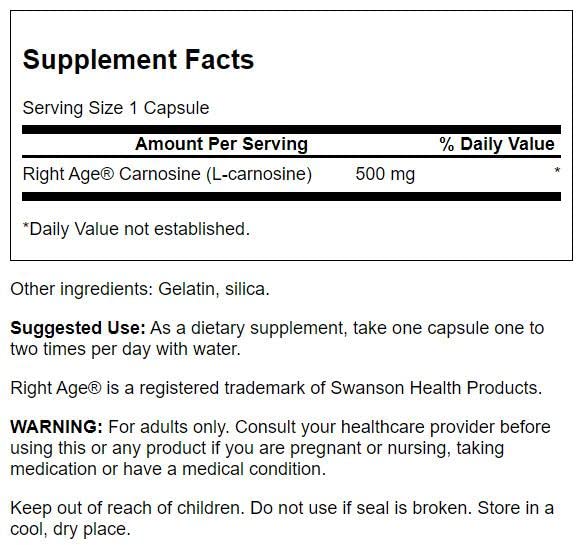 500 mg L-Carnosine capsules for wellness
