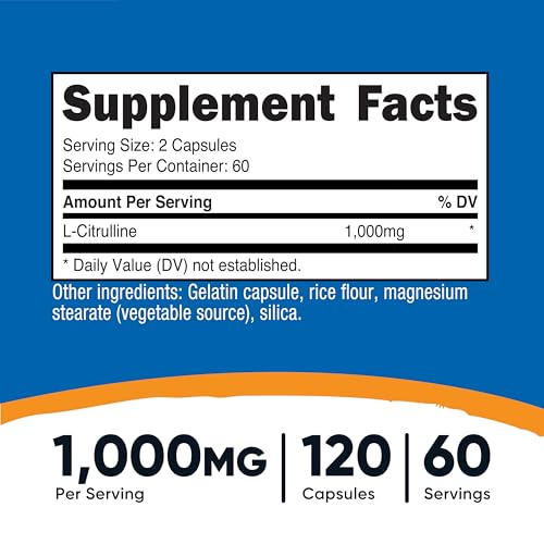 500 mg L-Citrulline capsules for energy
