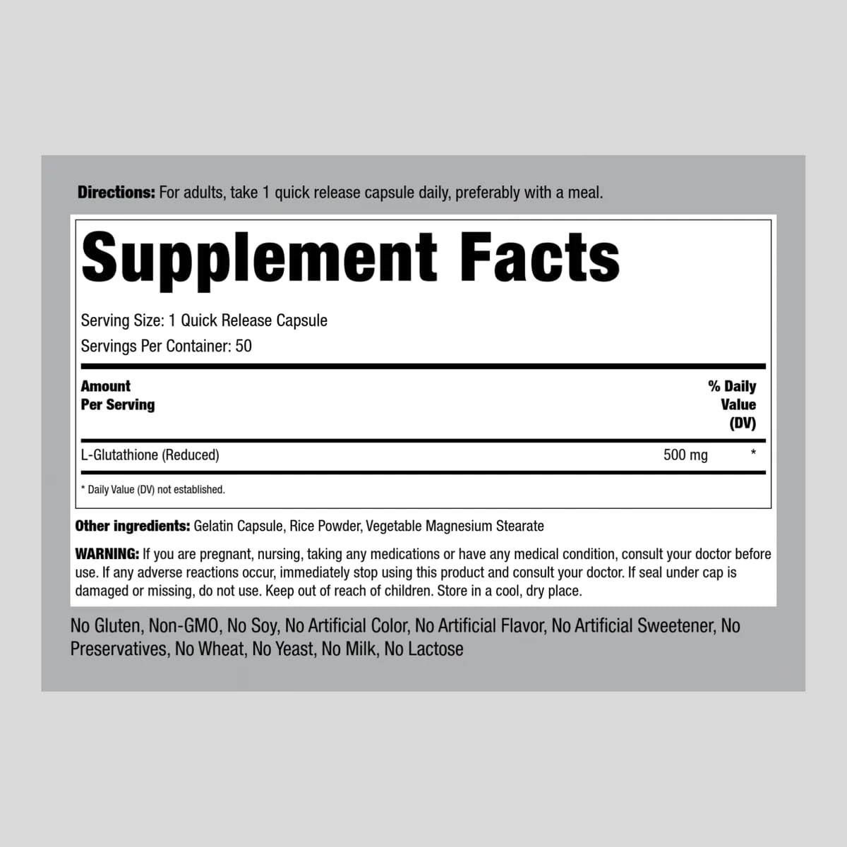 500 mg L Glutathione supplement