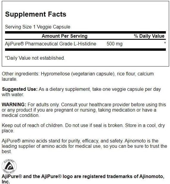 500 mg L-Histidine for wellness