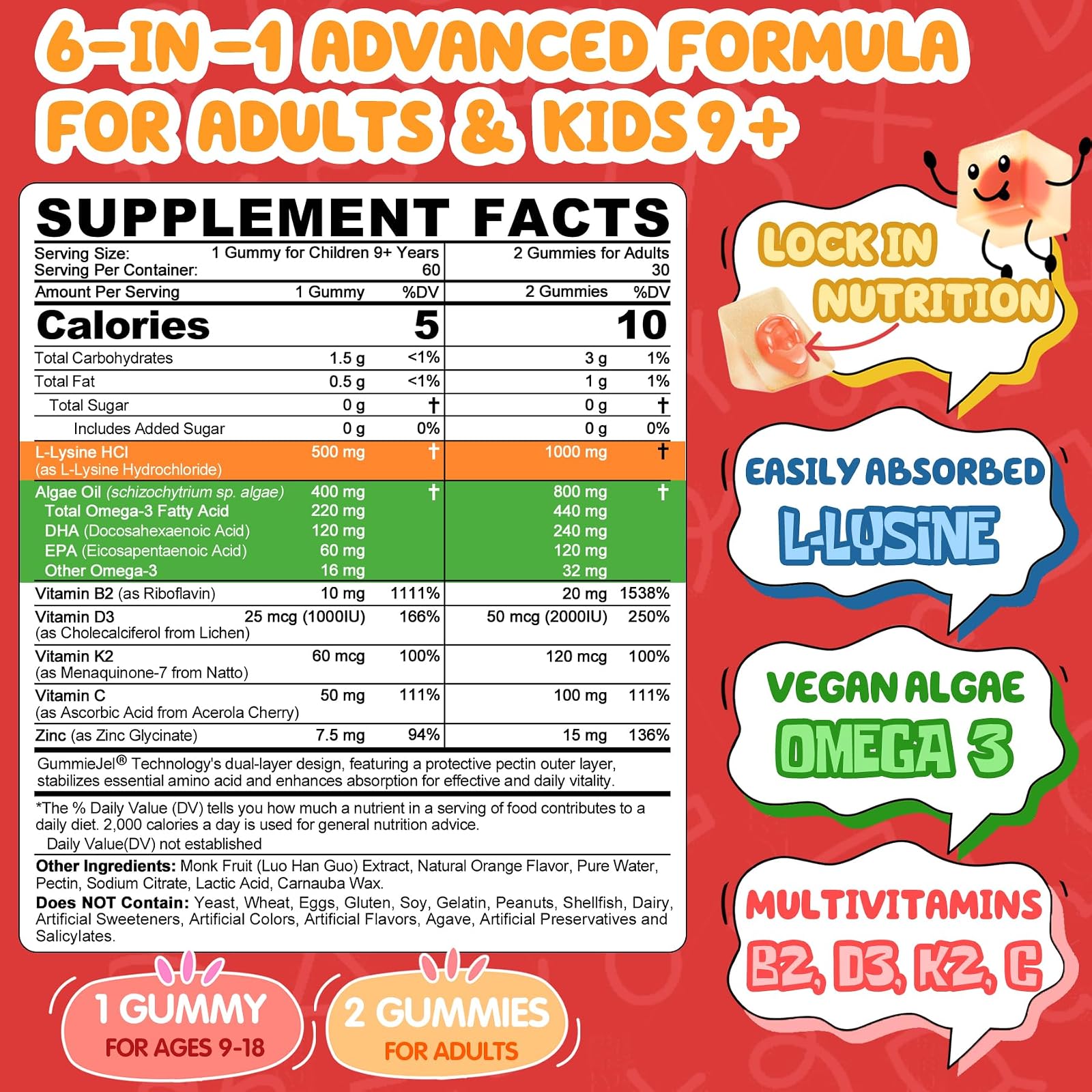 500 mg l-lysine gummy supplements