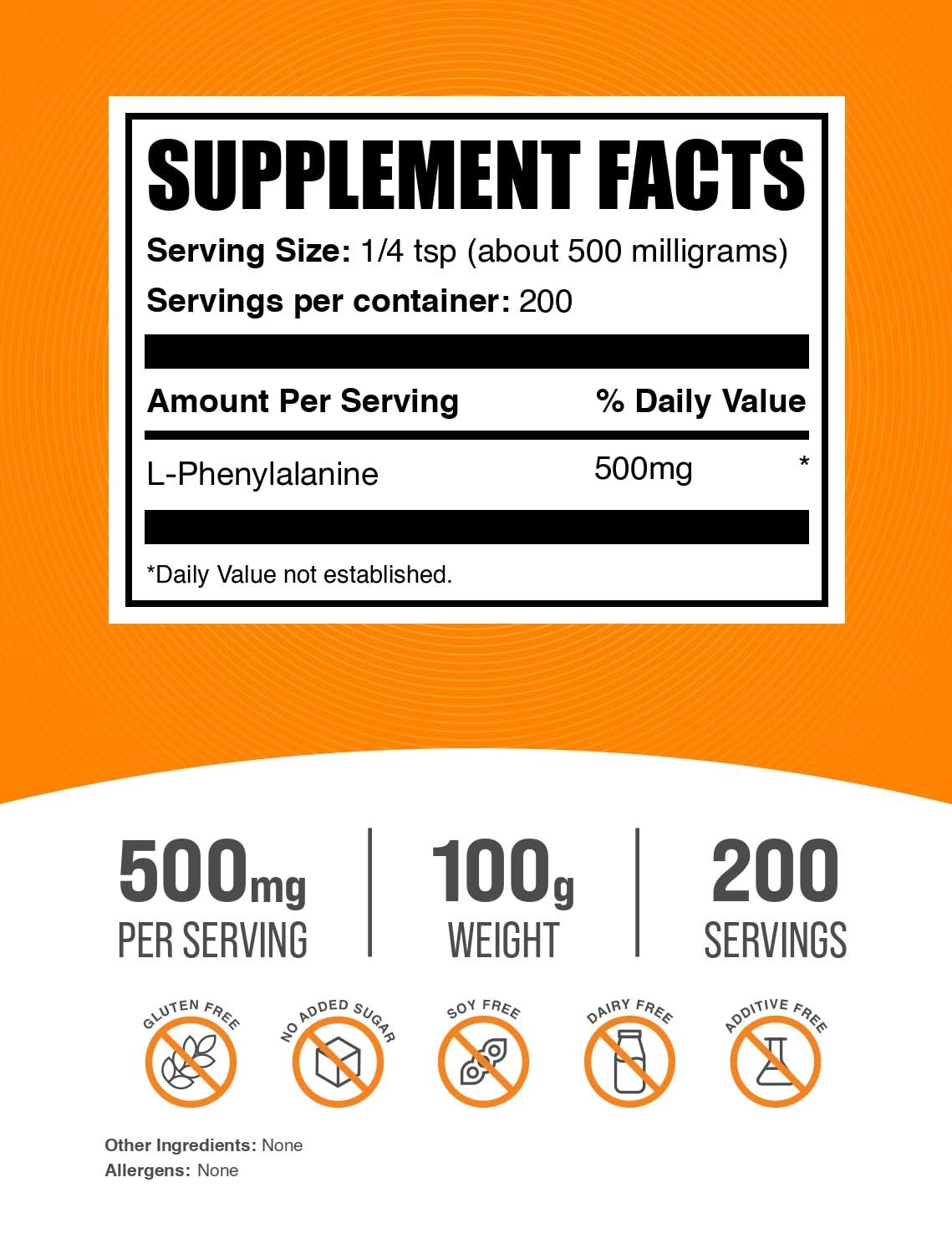 500 mg L-Phenylalanine supplement benefits