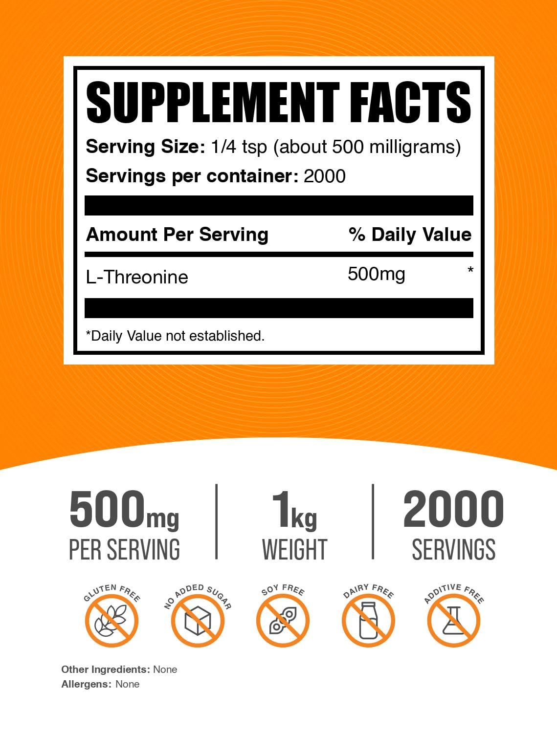 500 mg L-Threonine supplement benefits