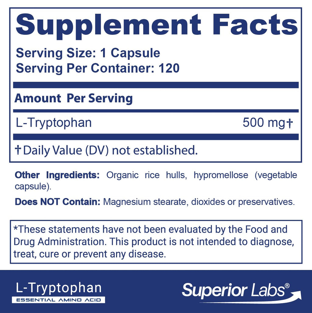 500 mg L-Tryptophan for relaxation