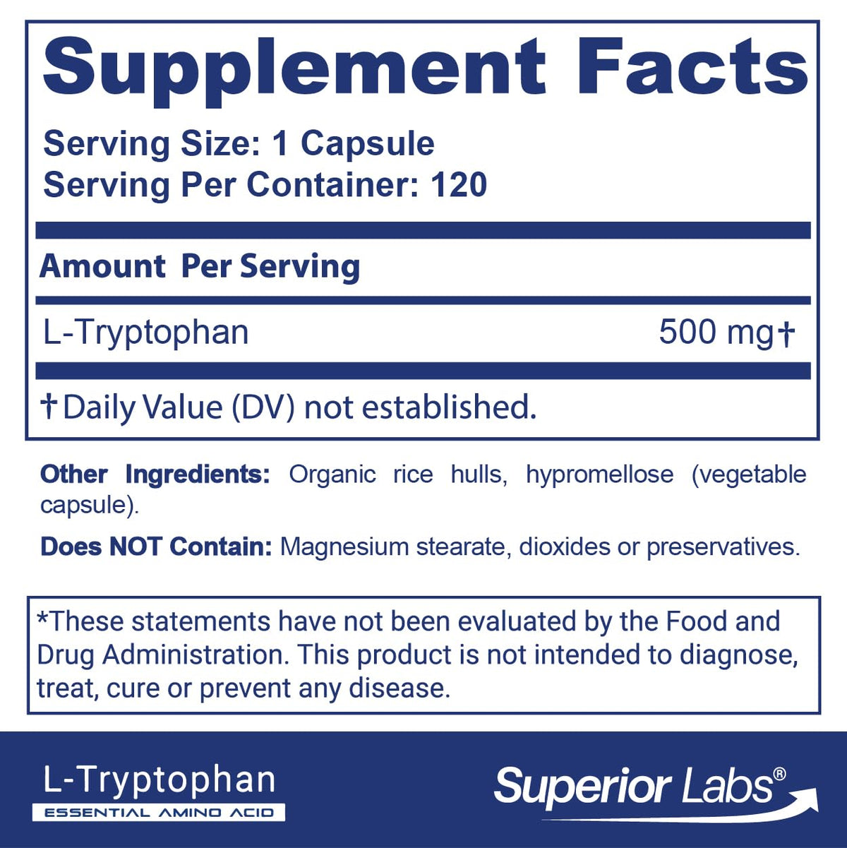 500 mg L-Tryptophan for relaxation
