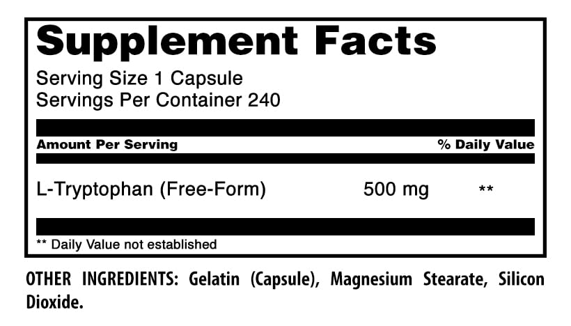 500 mg L-Tryptophan for relaxation