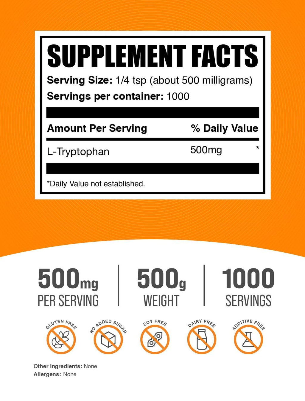 500 mg L-Tryptophan for sleep support