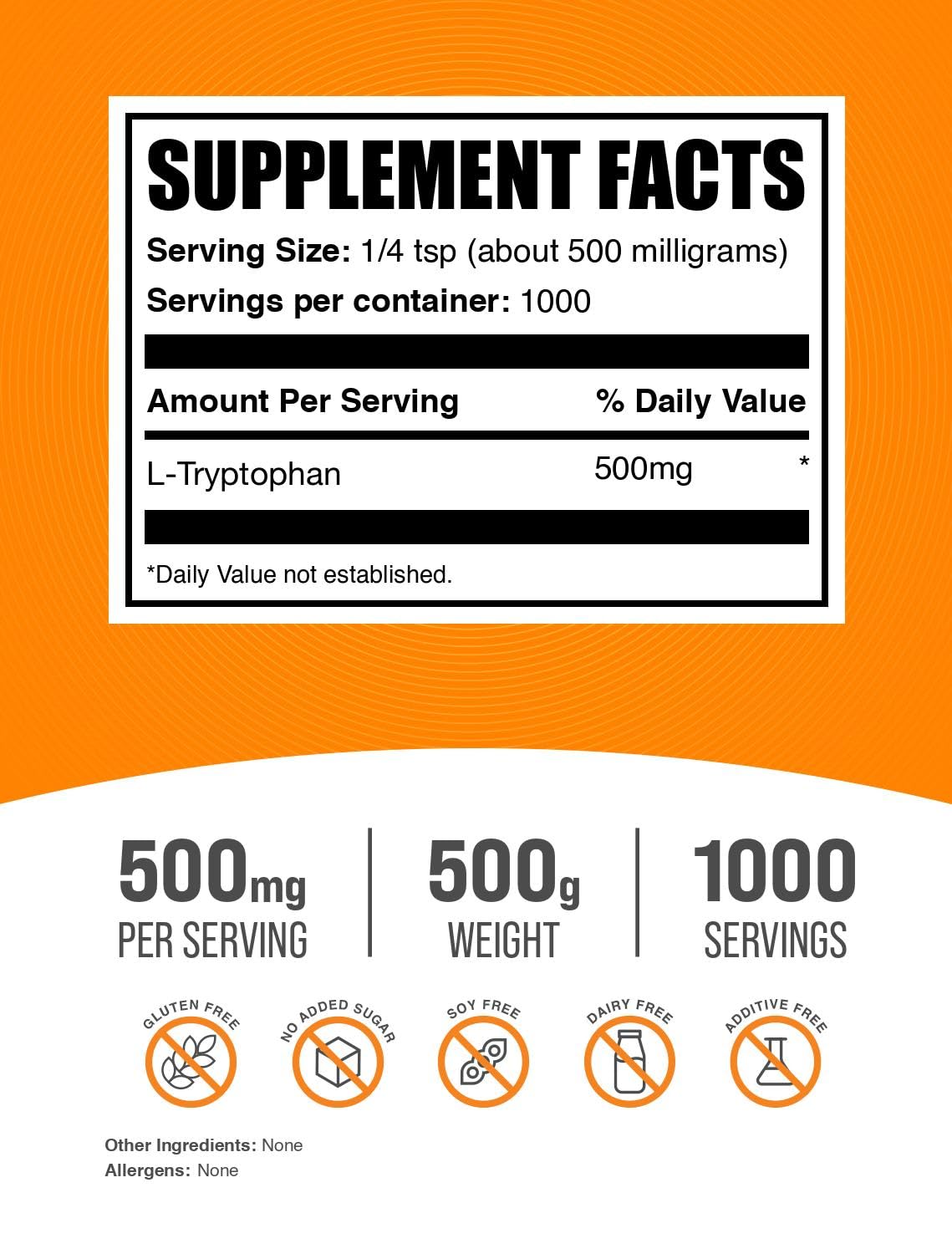 500 mg L-Tryptophan for sleep support