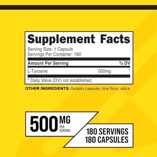 500 mg L-Tyrosine capsules for focus