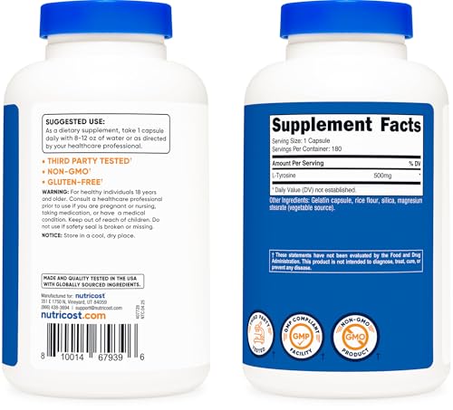 500 mg L-Tyrosine for cognitive support