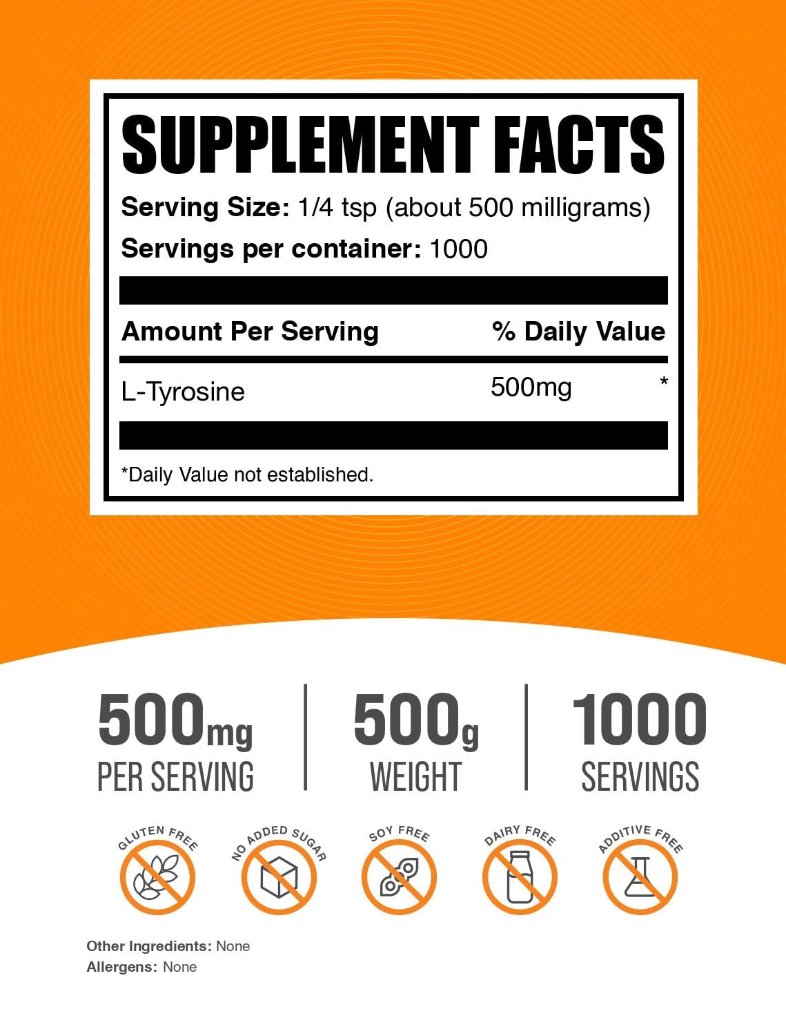 500 mg l-tyrosine for energy