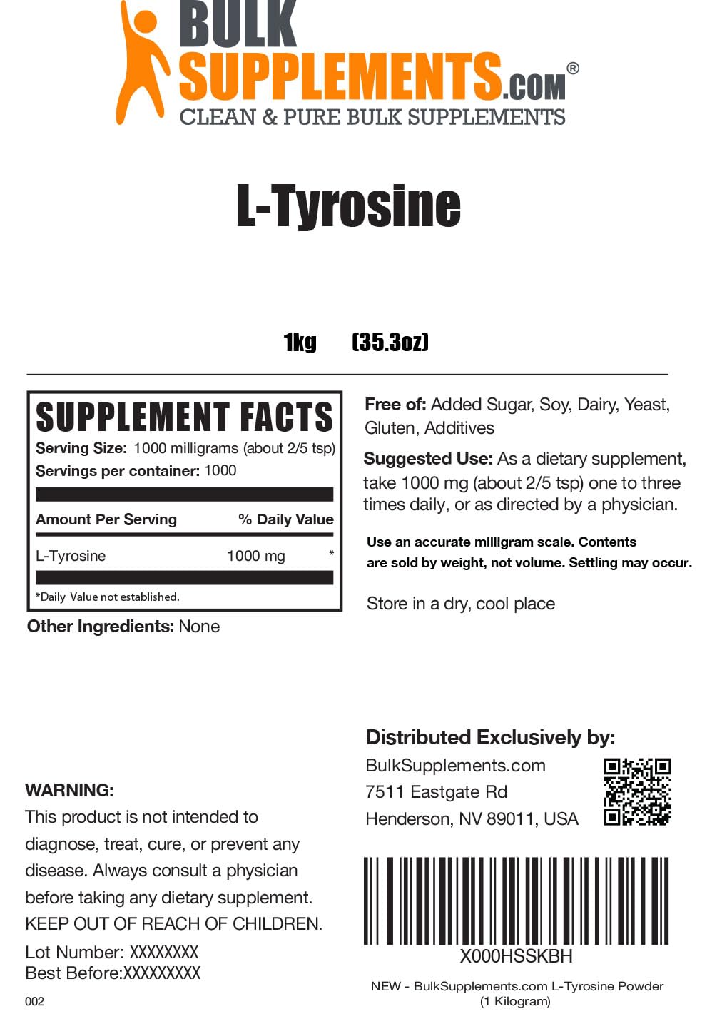 500 mg L-Tyrosine for mental focus