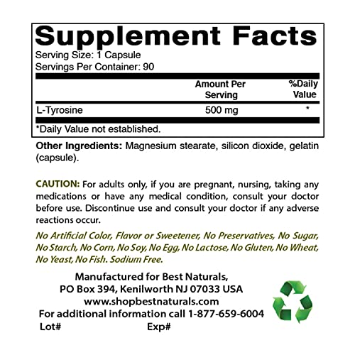 500 mg L-Tyrosine for stress relief