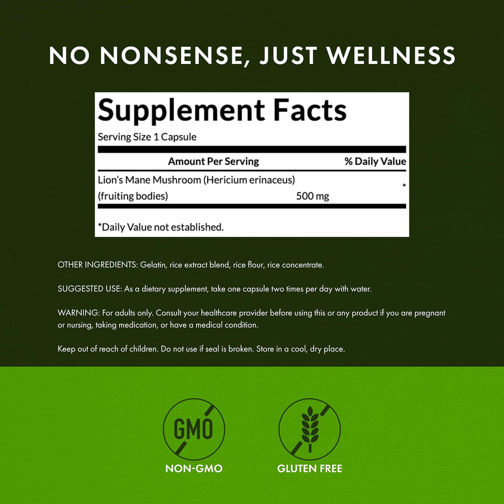 500 mg lion's mane for brain health