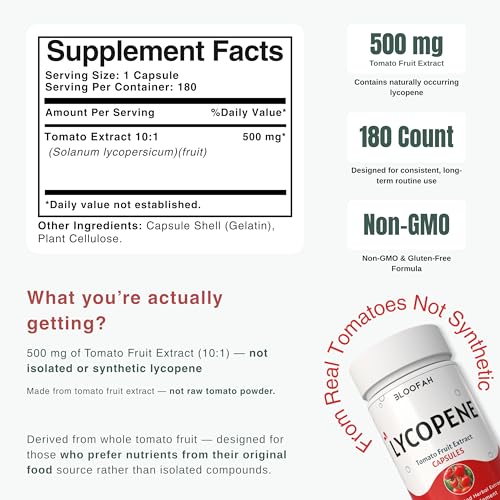 500 mg lycopene antioxidant capsules