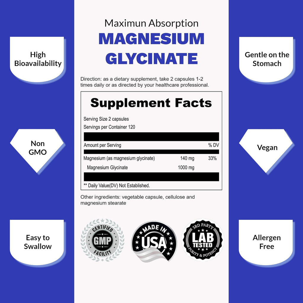 500 mg magnesium bisglycinate formula