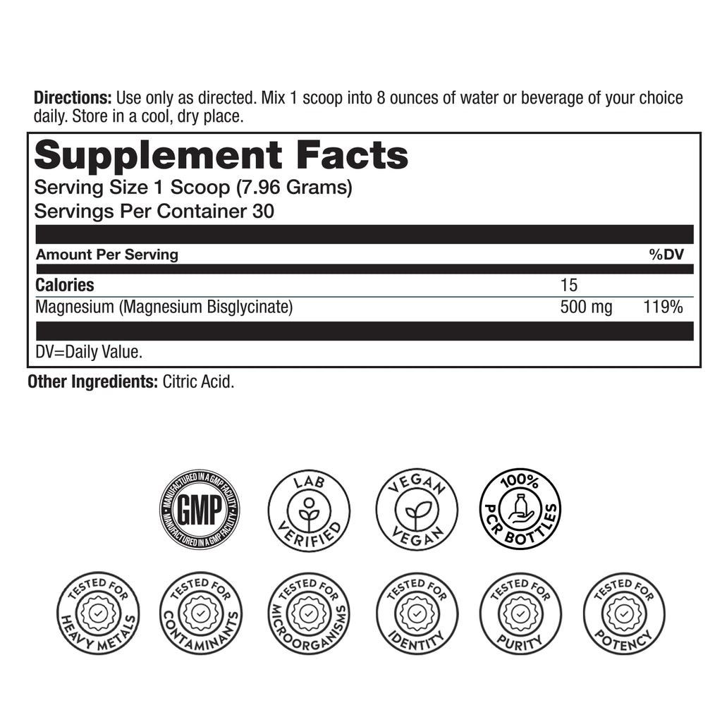 500 mg Magnesium Glycinate for relaxation