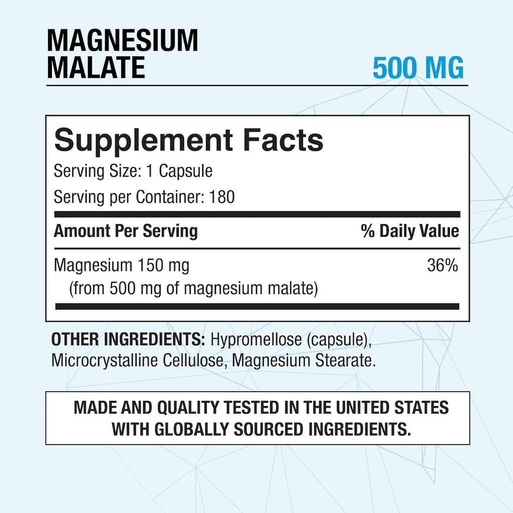 500 mg magnesium malate for energy