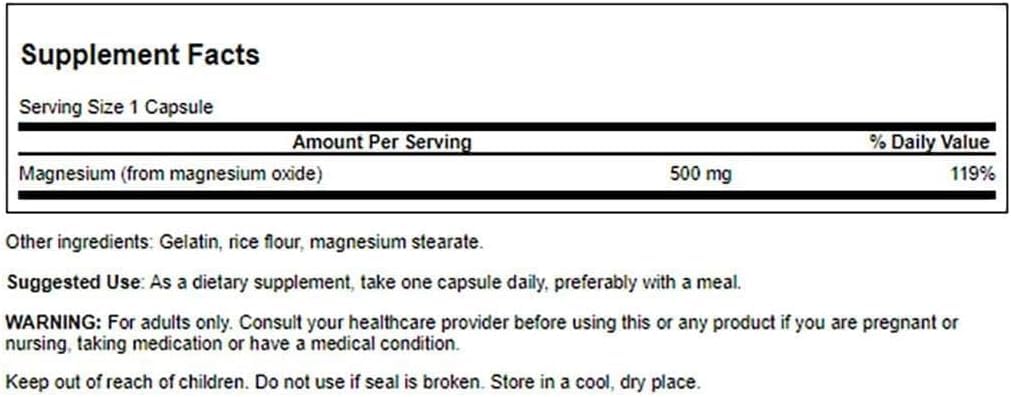 500 mg magnesium oxide for relaxation