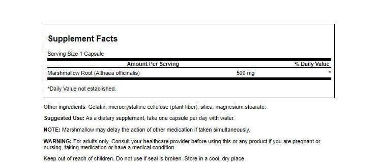 500 mg Marshmallow Root capsules for digestion