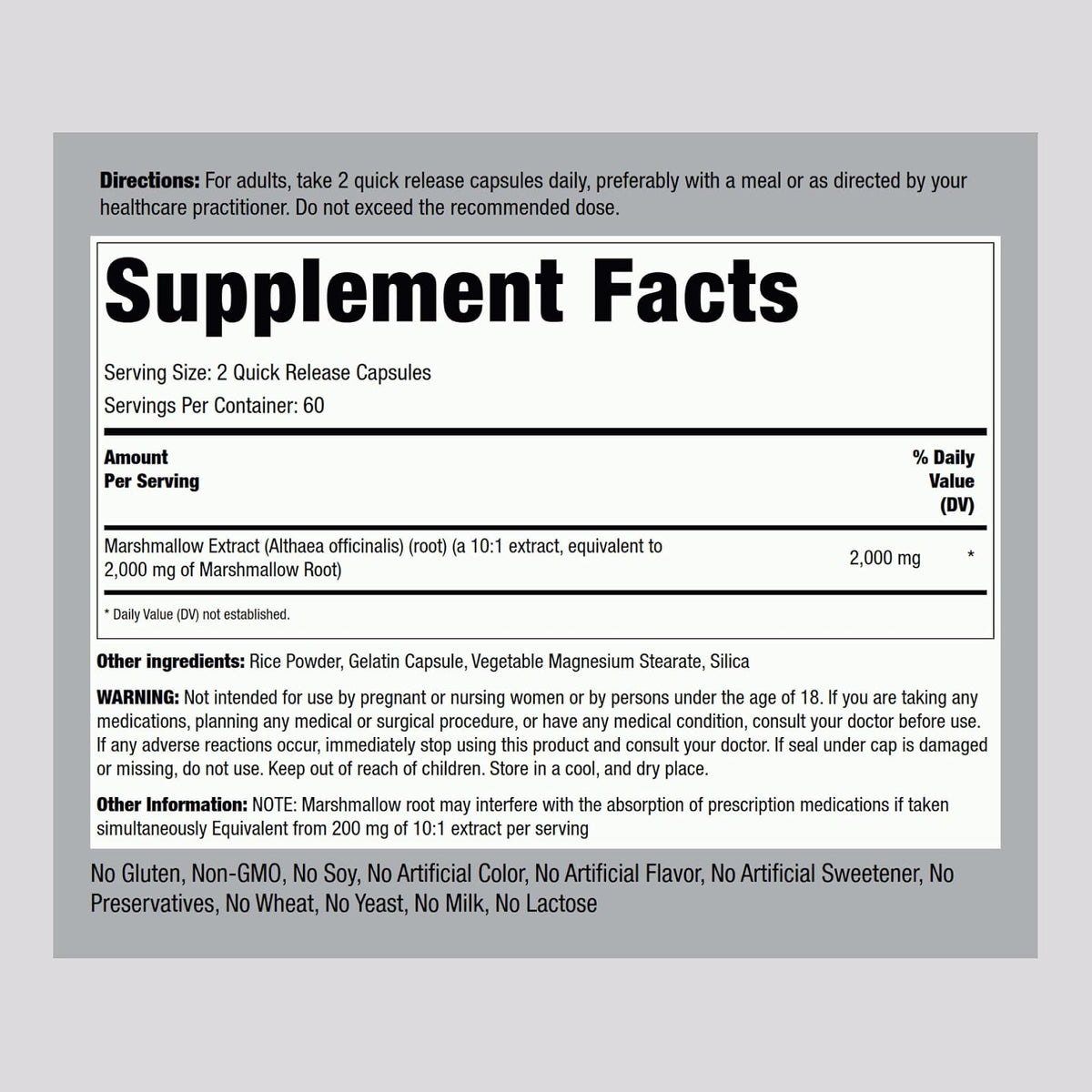 500 mg marshmallow root supplement