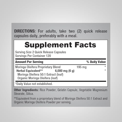 500 mg Moringa multivitamins for energy