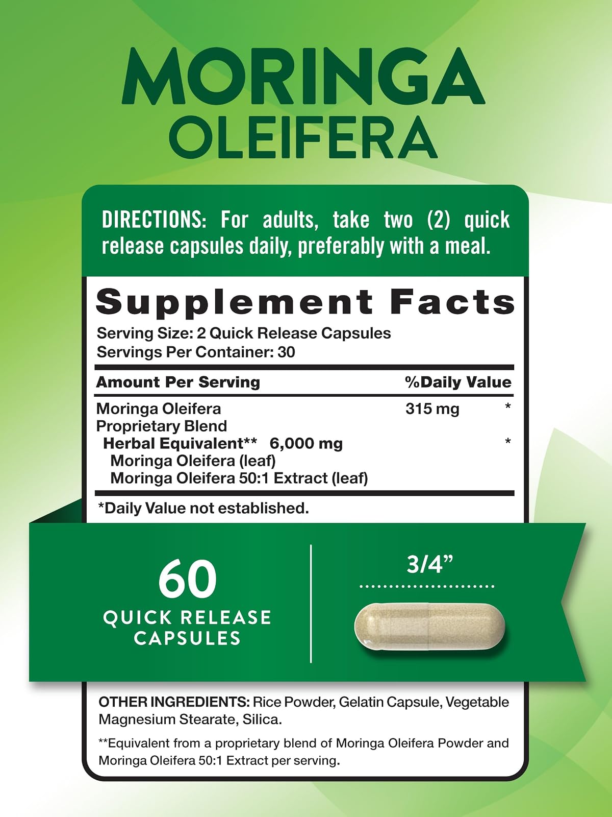500 mg Moringa Oleifera health support