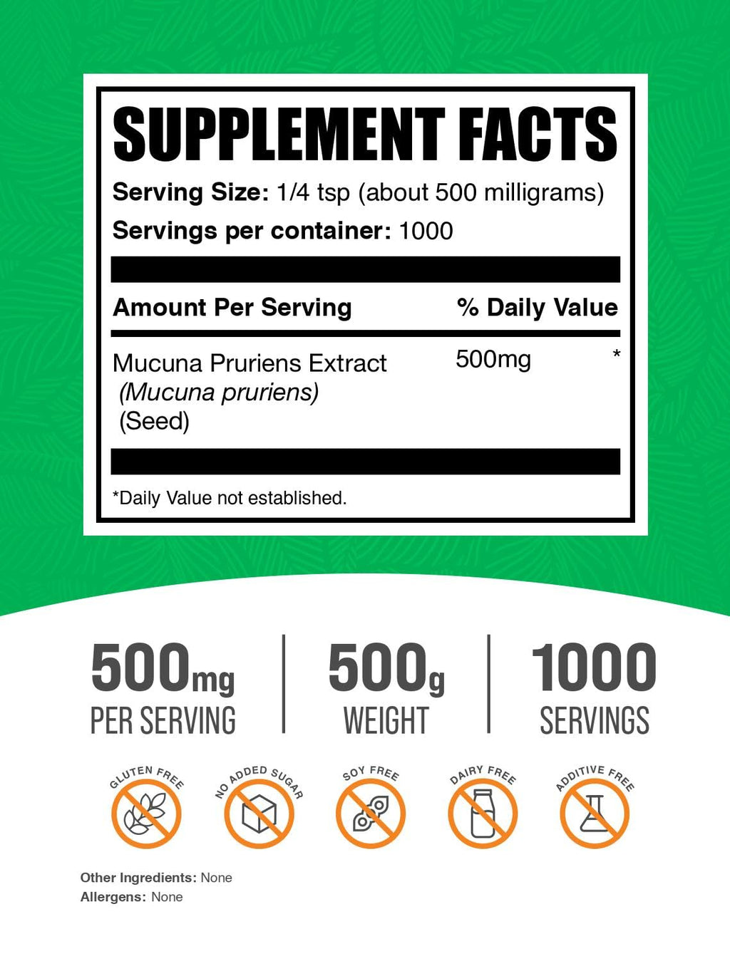 500 mg Mucuna Pruriens for wellness