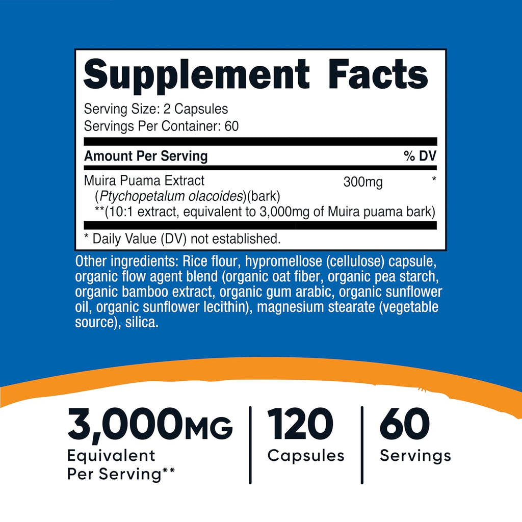500 mg Muira Puama herbal supplement