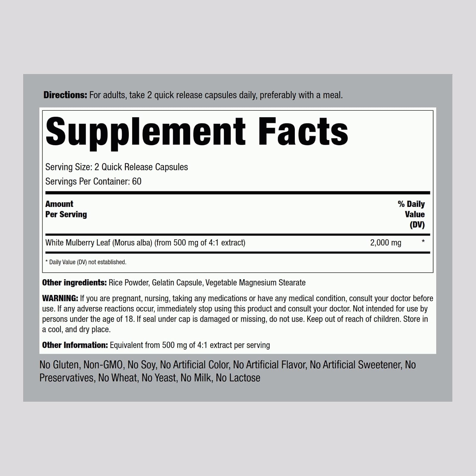500 mg Mulberry Leaf capsules