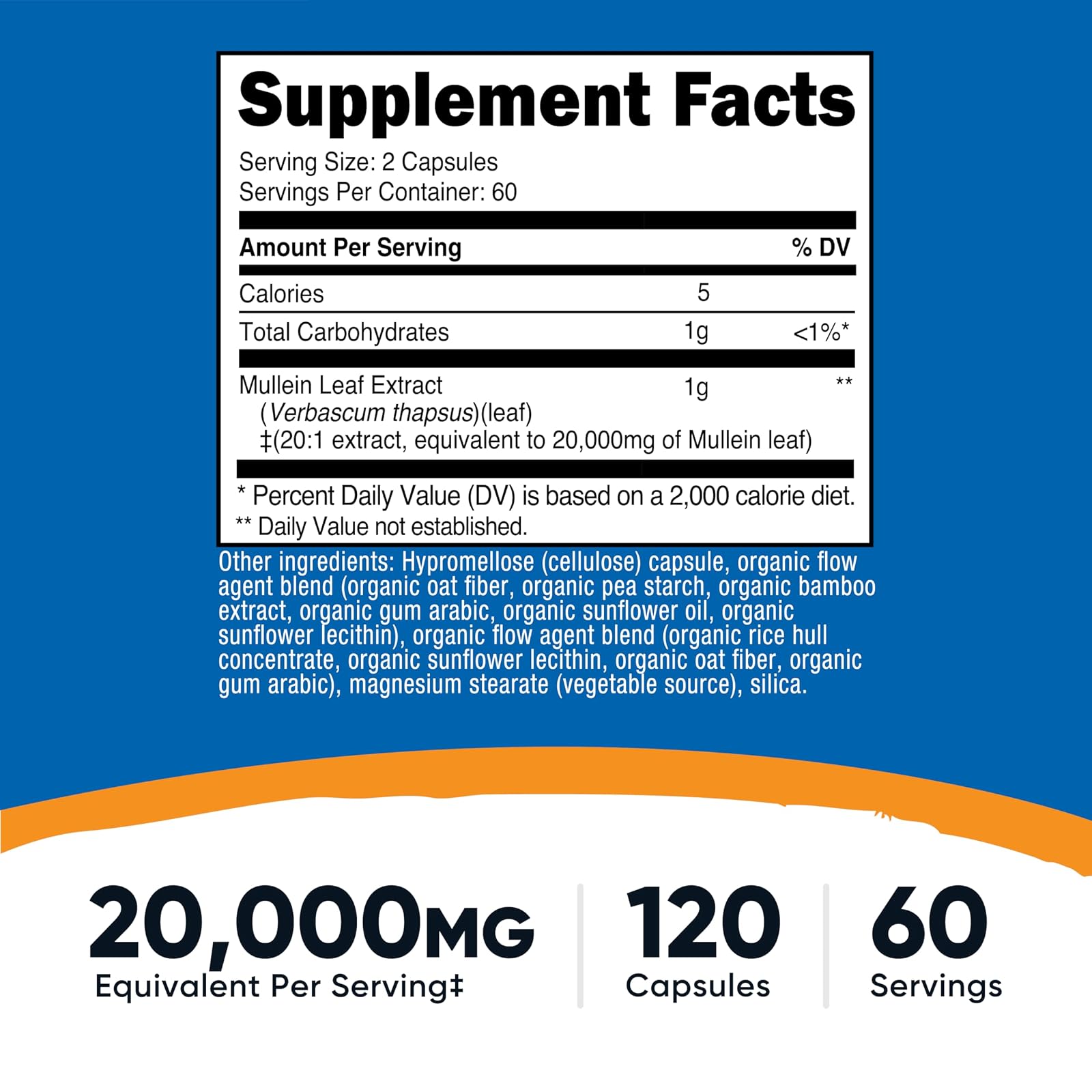 500 mg Mullein capsules for wellness