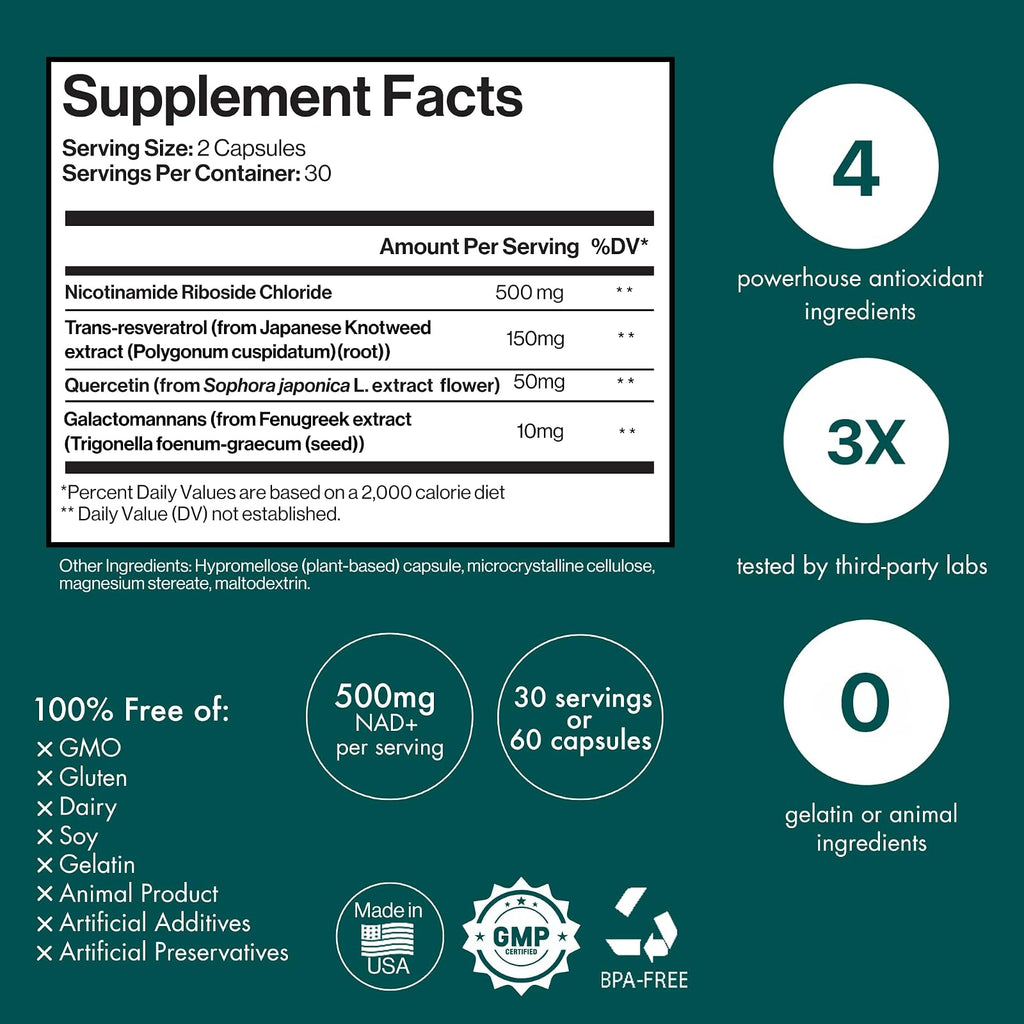500 mg NAD+ veggie capsules