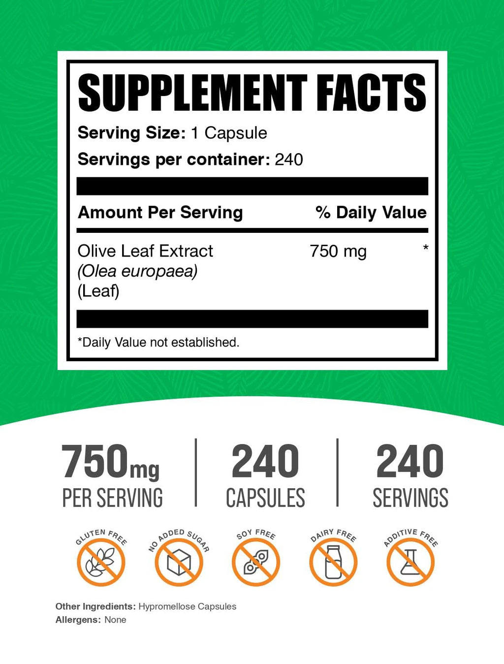 500 mg Olive Leaf Veg Capsules
