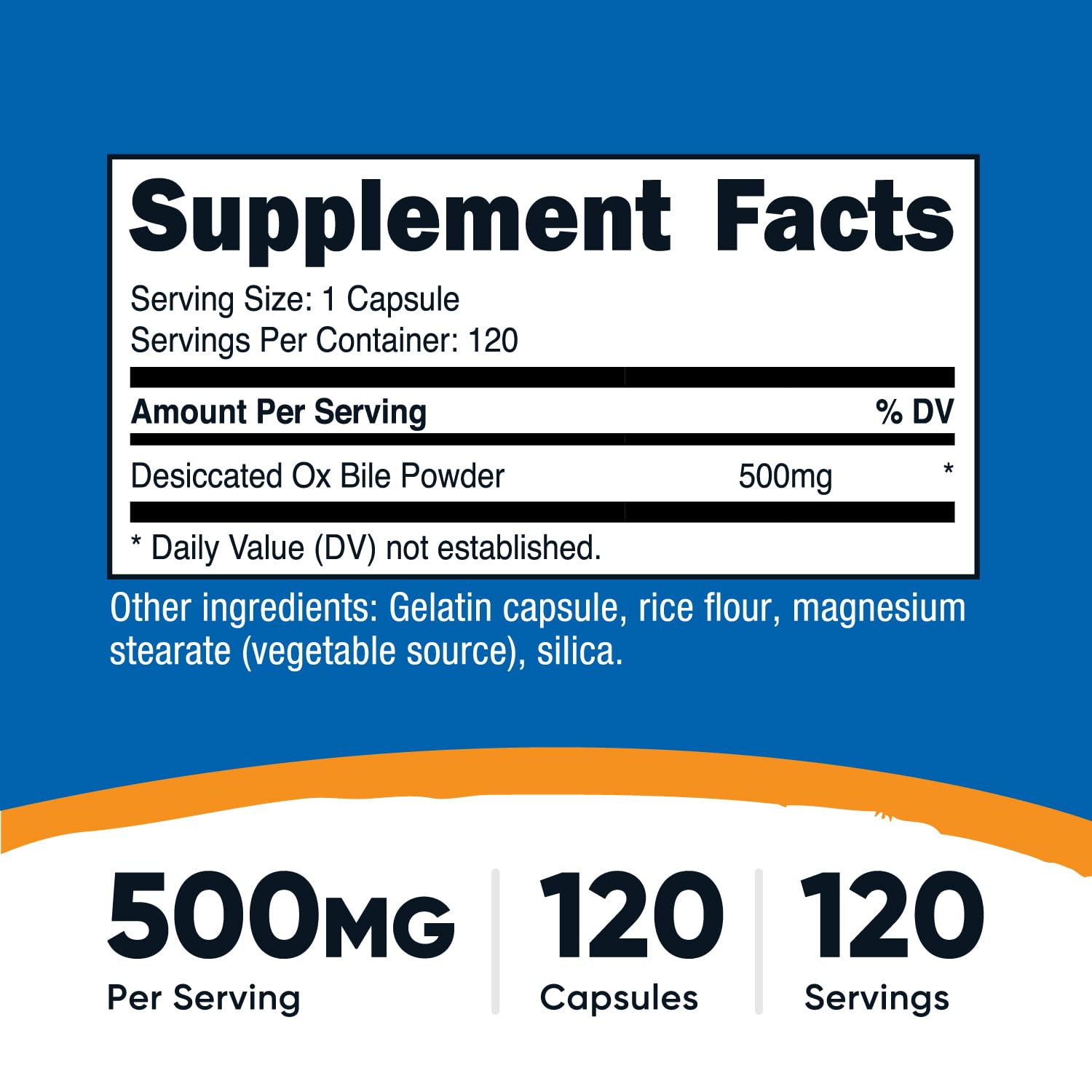 500 mg Ox Bile capsules for wellness