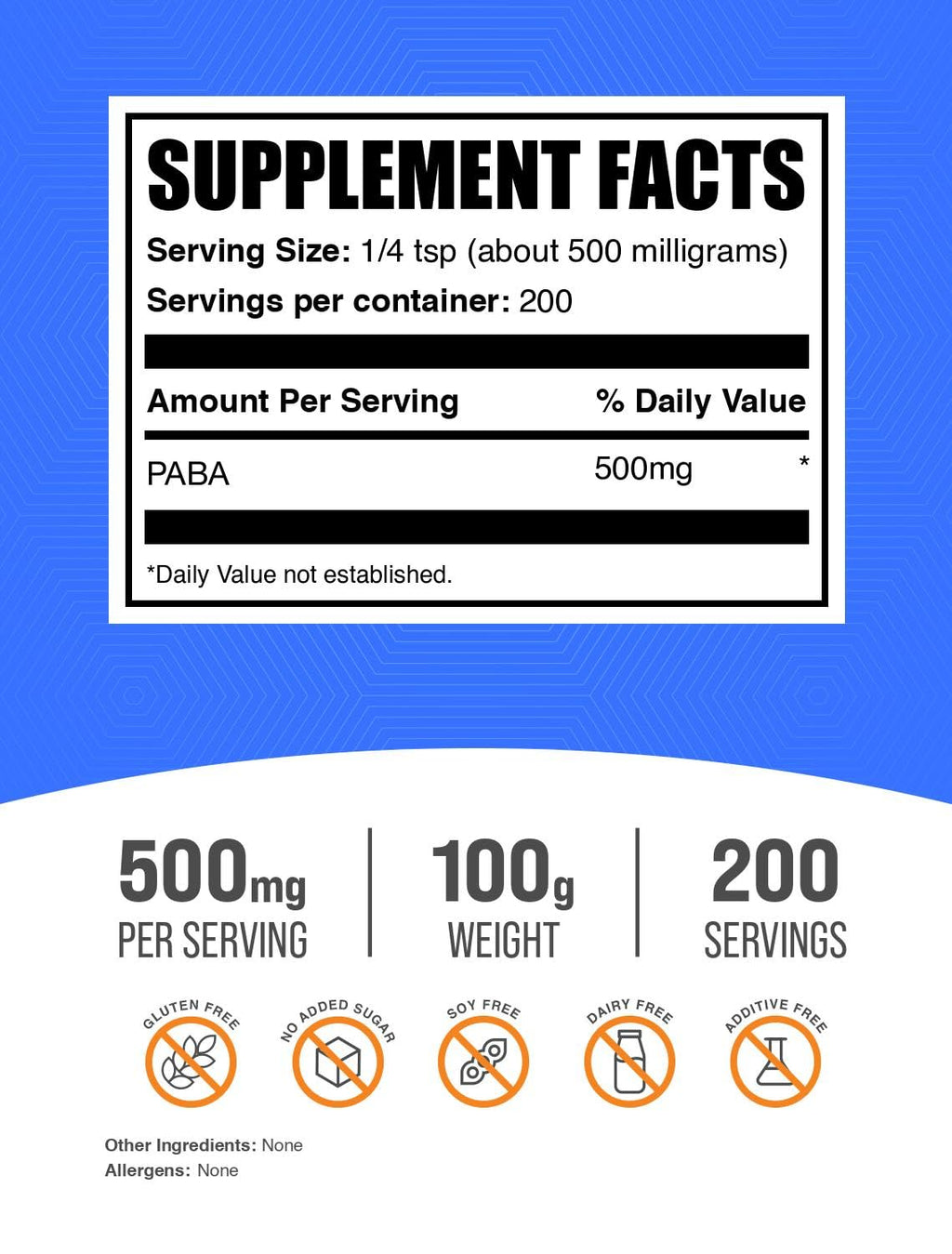 500 mg PABA powder supplement