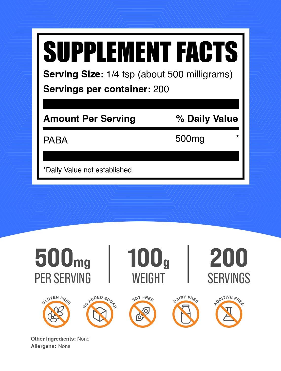500 mg PABA powder supplement